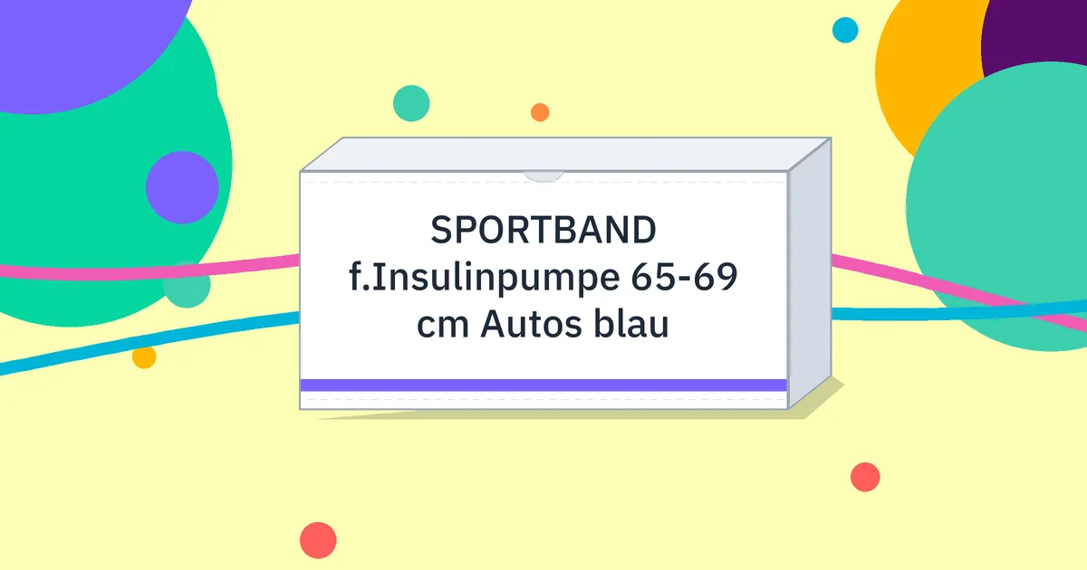 Symbolbild: Packung mit der Aufschrift SPORTBAND f.Insulinpumpe 65-69 cm Autos blau (PZN 13915942) – Verfügbarkeit und Bezug in Apotheken in Frankfurt am Main