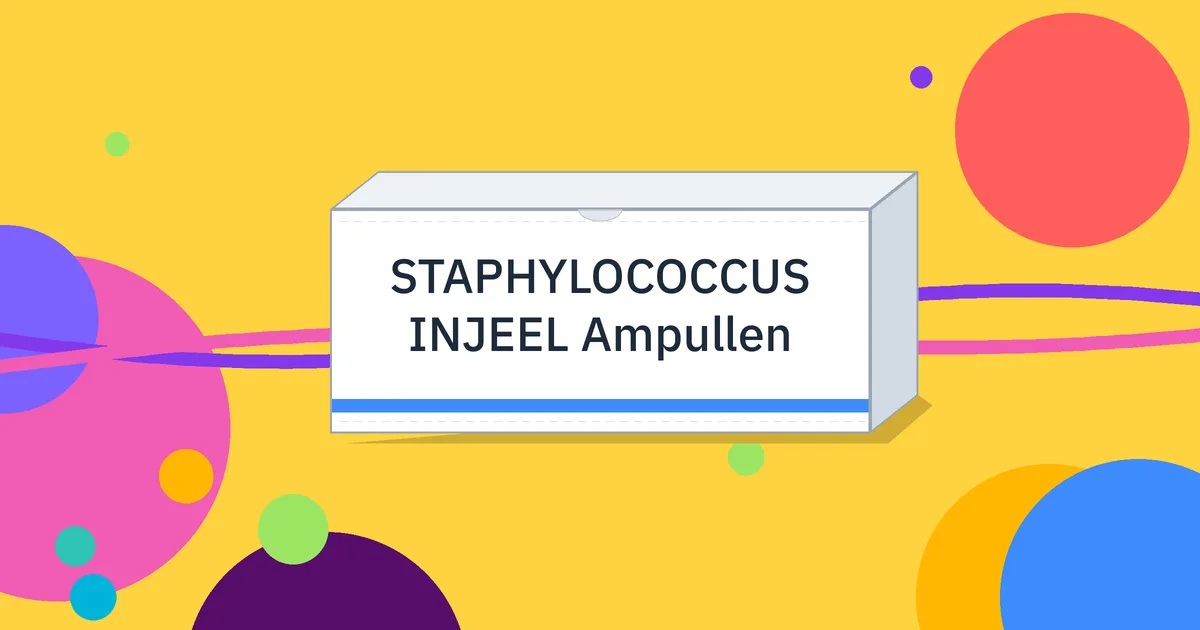Symbolbild: Packung mit der Aufschrift STAPHYLOCOCCUS INJEEL Ampullen (PZN 01178527) – Verfügbarkeit und Bezug in Apotheken in Frankfurt am Main