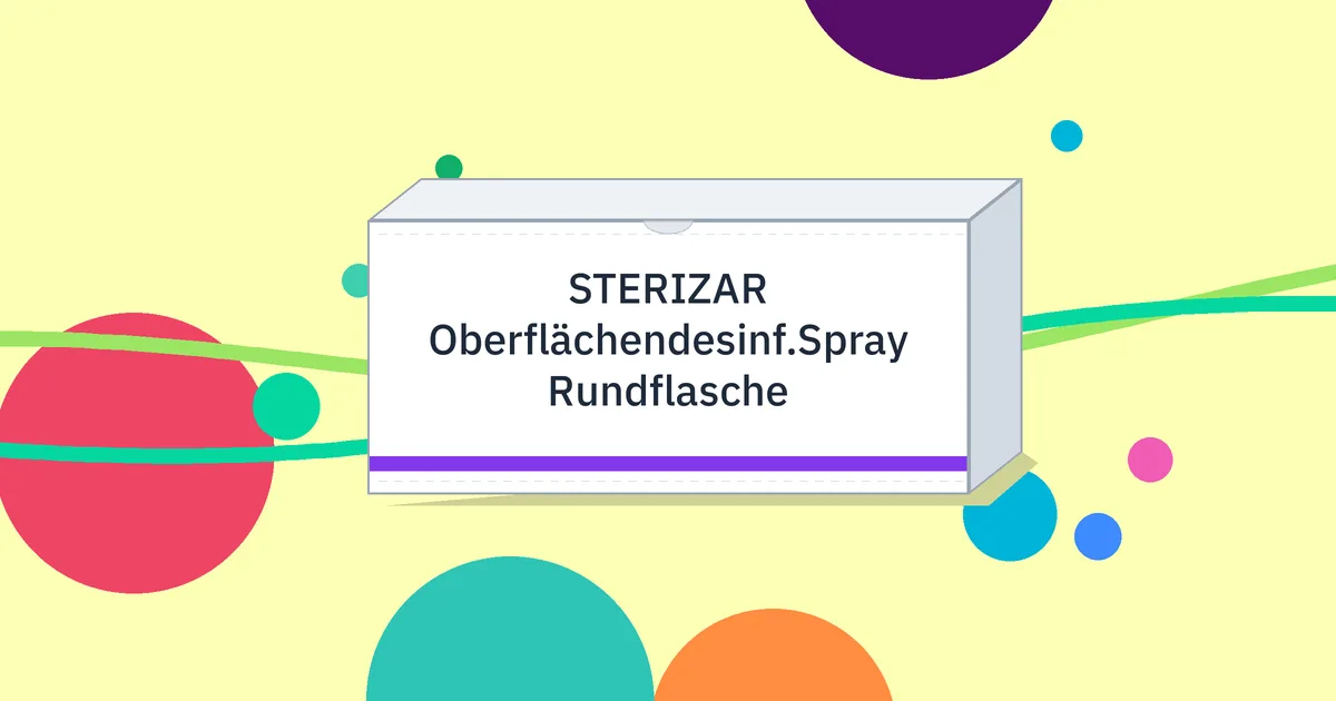 Symbolbild: Packung mit der Aufschrift STERIZAR Oberflächendesinf.Spray Rundflasche (PZN 17590342) – Verfügbarkeit und Bezug in Apotheken in Frankfurt am Main