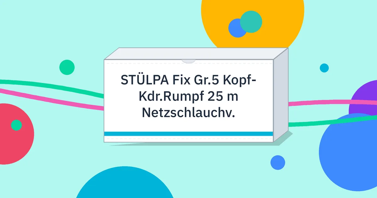 Symbolbild: Packung mit der Aufschrift STÜLPA Fix Gr.5 Kopf-Kdr.Rumpf 25 m Netzschlauchv. (PZN 16666540) – Verfügbarkeit und Bezug in Apotheken in Frankfurt am Main