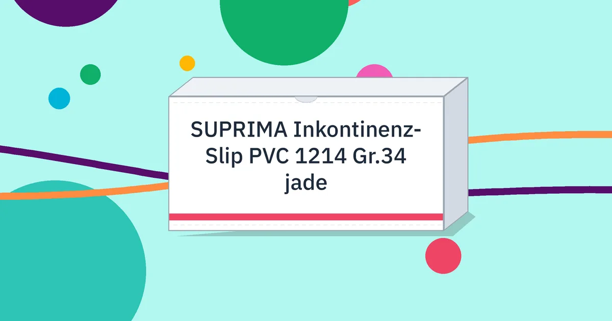 Symbolbild: Packung mit der Aufschrift SUPRIMA Inkontinenz-Slip PVC 1214 Gr.34 jade (PZN 02127029) – Verfügbarkeit und Bezug in Apotheken in Frankfurt am Main