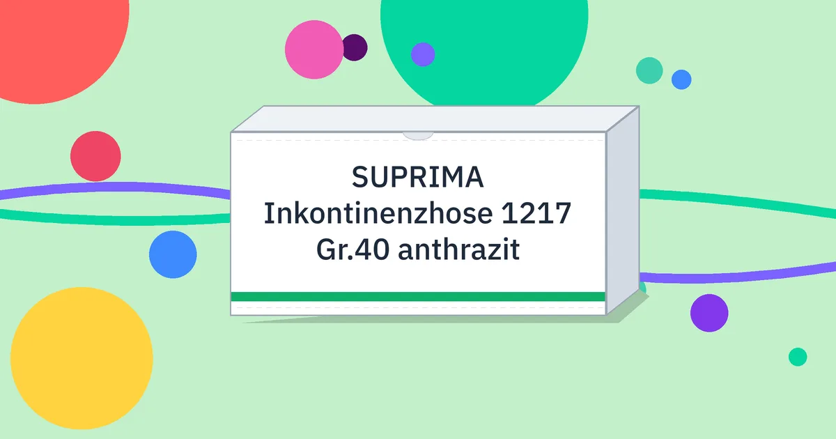 Symbolbild: Packung mit der Aufschrift SUPRIMA Inkontinenzhose 1217 Gr.40 anthrazit (PZN 19174139) – Verfügbarkeit und Bezug in Apotheken in Frankfurt am Main