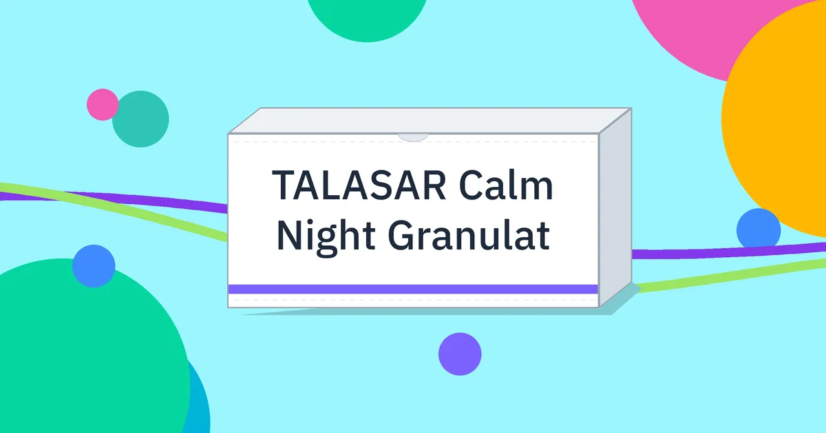 Symbolbild: Packung mit der Aufschrift TALASAR Calm Night Granulat (PZN 17295838) – Verfügbarkeit und Bezug in Apotheken in Frankfurt am Main