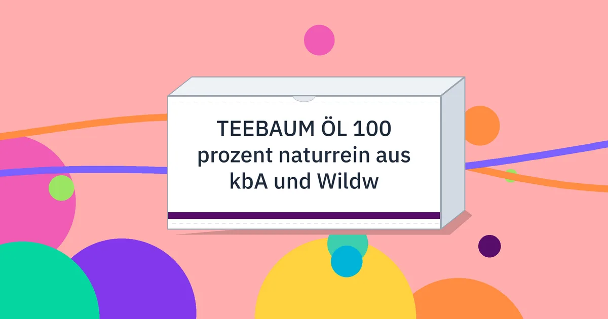 Symbolbild: Packung mit der Aufschrift TEEBAUM ÖL 100 prozent naturrein aus kbA und Wildw (PZN 07424826) – Verfügbarkeit und Bezug in Apotheken in Frankfurt am Main
