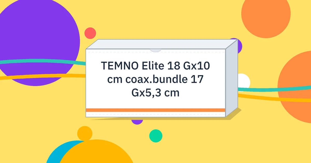 Symbolbild: Packung mit der Aufschrift TEMNO Elite 18 Gx10 cm coax.bundle 17 Gx5,3 cm (PZN 18765329) – Verfügbarkeit und Bezug in Apotheken in Frankfurt am Main