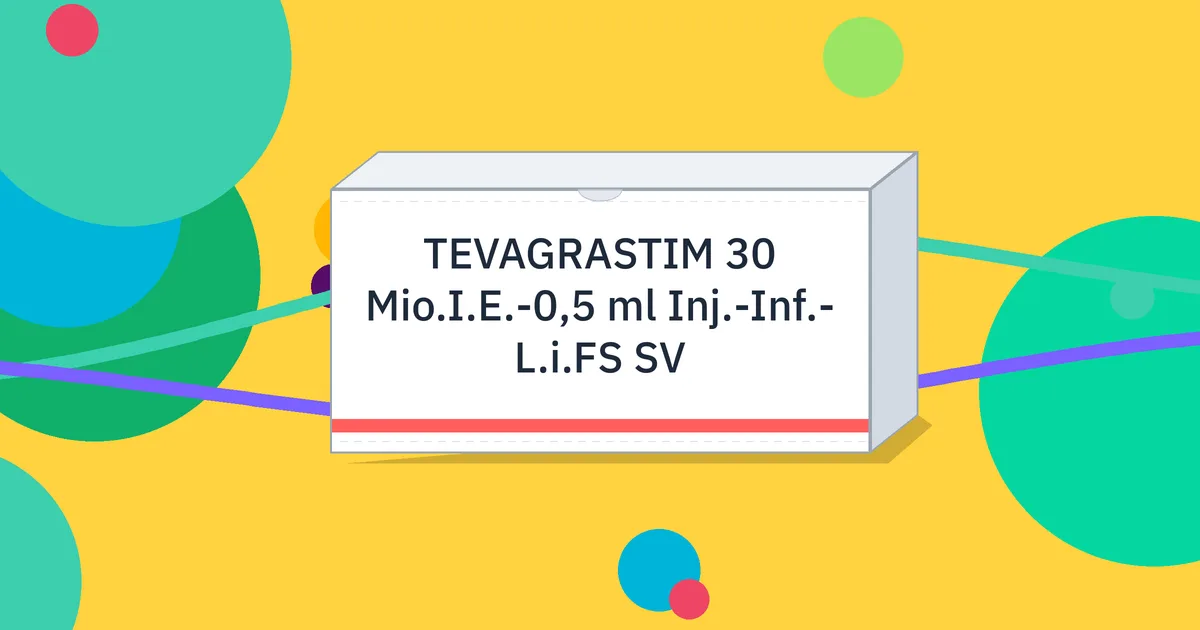 Symbolbild: Packung mit der Aufschrift TEVAGRASTIM 30 Mio.I.E.-0,5 ml Inj.-Inf.-L.i.FS SV (PZN 12555306) – Verfügbarkeit und Bezug in Apotheken in Frankfurt am Main