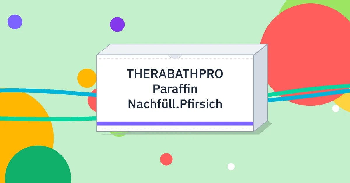 Symbolbild: Packung mit der Aufschrift THERABATHPRO Paraffin Nachfüll.Pfirsich (PZN 19490828) – Verfügbarkeit und Bezug in Apotheken in Frankfurt am Main