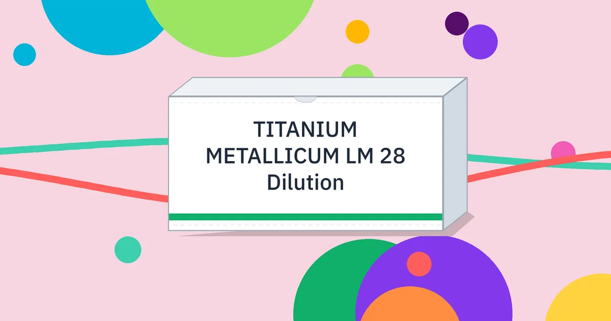 Symbolbild: Packung mit der Aufschrift TITANIUM METALLICUM LM 28 Dilution (PZN 13224528) – Verfügbarkeit und Bezug in Apotheken in Frankfurt am Main