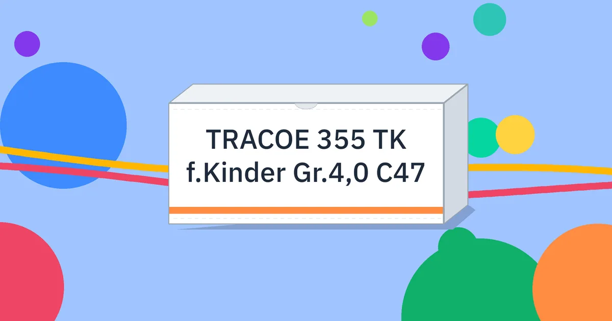 Symbolbild: Packung mit der Aufschrift TRACOE 355 TK f.Kinder Gr.4,0 C47 (PZN 11644166) – Verfügbarkeit und Bezug in Apotheken in Frankfurt am Main
