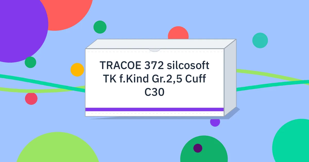 Symbolbild: Packung mit der Aufschrift TRACOE 372 silcosoft TK f.Kind Gr.2,5 Cuff C30 (PZN 14315842) – Verfügbarkeit und Bezug in Apotheken in Frankfurt am Main