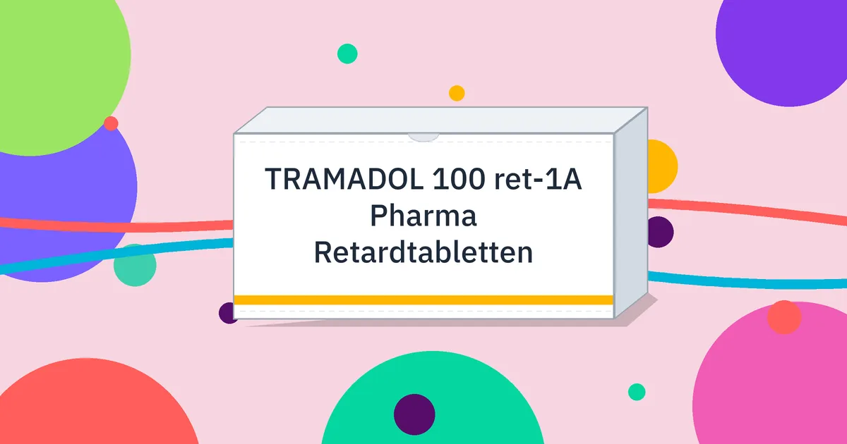 Symbolbild: Packung mit der Aufschrift TRAMADOL 100 ret-1A Pharma Retardtabletten (PZN 03480791) – Verfügbarkeit und Bezug in Apotheken in Frankfurt am Main