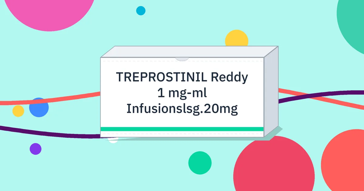Symbolbild: Packung mit der Aufschrift TREPROSTINIL Reddy 1 mg-ml Infusionslsg.20mg (PZN 19252945) – Verfügbarkeit und Bezug in Apotheken in Frankfurt am Main