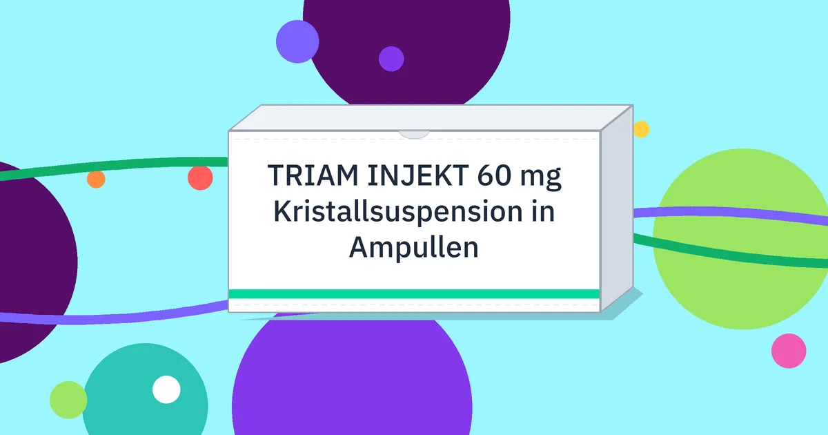 Symbolbild: Packung mit der Aufschrift TRIAM INJEKT 60 mg Kristallsuspension in Ampullen (PZN 03676755) – Verfügbarkeit und Bezug in Apotheken in Frankfurt am Main