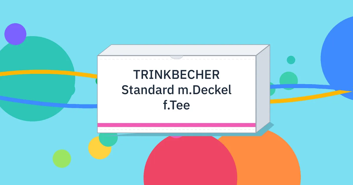 Symbolbild: Packung mit der Aufschrift TRINKBECHER Standard m.Deckel f.Tee (PZN 07628641) – Verfügbarkeit und Bezug in Apotheken in Frankfurt am Main
