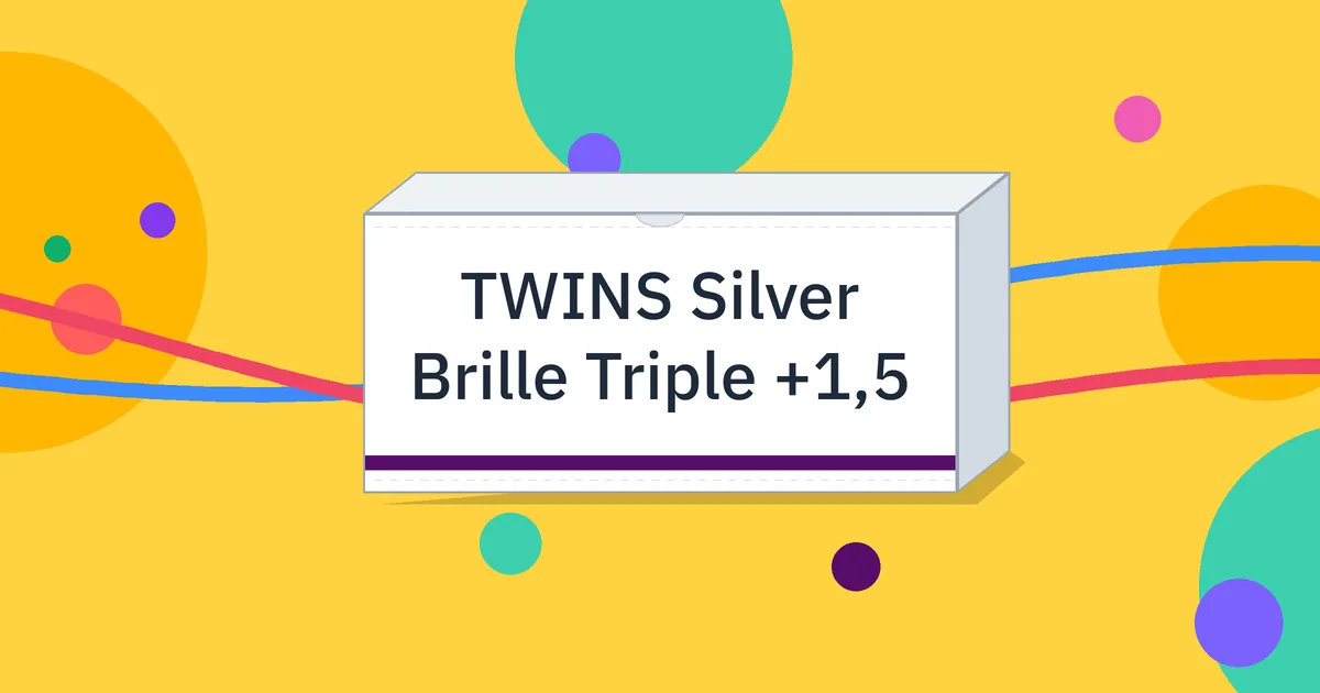 Symbolbild: Packung mit der Aufschrift TWINS Silver Brille Triple +1,5 (PZN 14032848) – Verfügbarkeit und Bezug in Apotheken in Frankfurt am Main