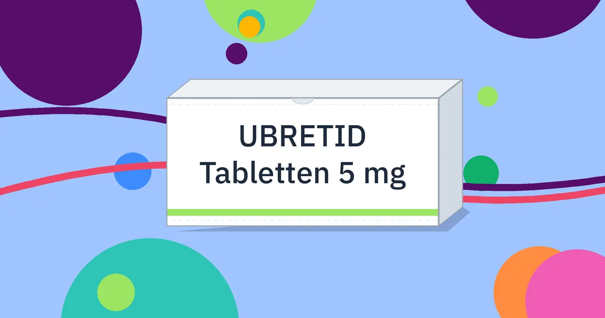 Symbolbild: Packung mit der Aufschrift UBRETID Tabletten 5 mg (PZN 16037146) – Verfügbarkeit und Bezug in Apotheken in Frankfurt am Main