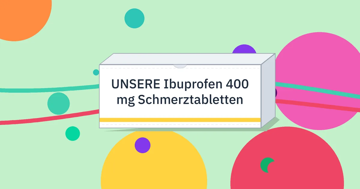 Symbolbild: Packung mit der Aufschrift UNSERE Ibuprofen 400 mg Schmerztabletten (PZN 11667670) – Verfügbarkeit und Bezug in Apotheken in Frankfurt am Main