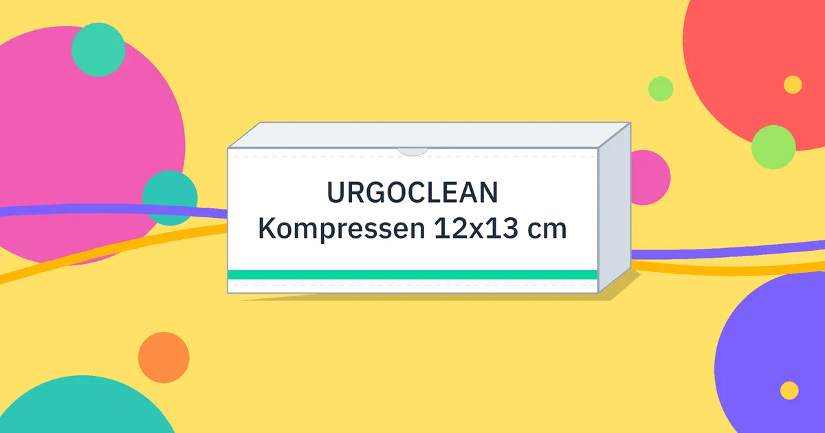 Symbolbild: Packung mit der Aufschrift URGOCLEAN Kompressen 12x13 cm (PZN 19461287) – Verfügbarkeit und Bezug in Apotheken in Frankfurt am Main