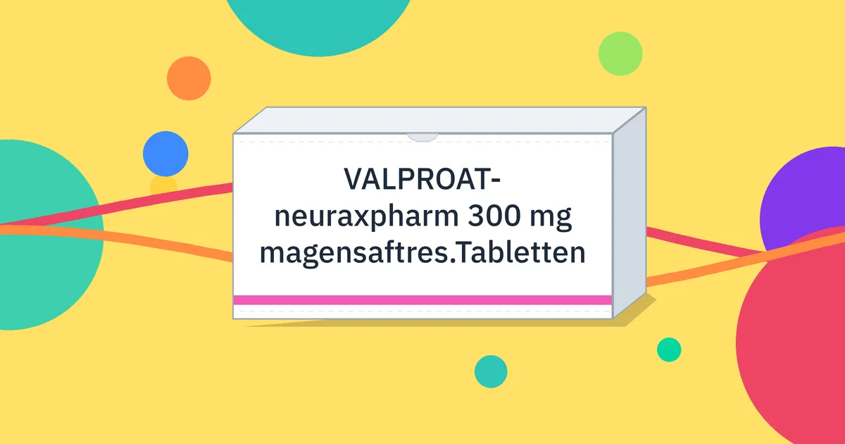 Symbolbild: Packung mit der Aufschrift VALPROAT-neuraxpharm 300 mg magensaftres.Tabletten (PZN 01400500) – Verfügbarkeit und Bezug in Apotheken in Frankfurt am Main