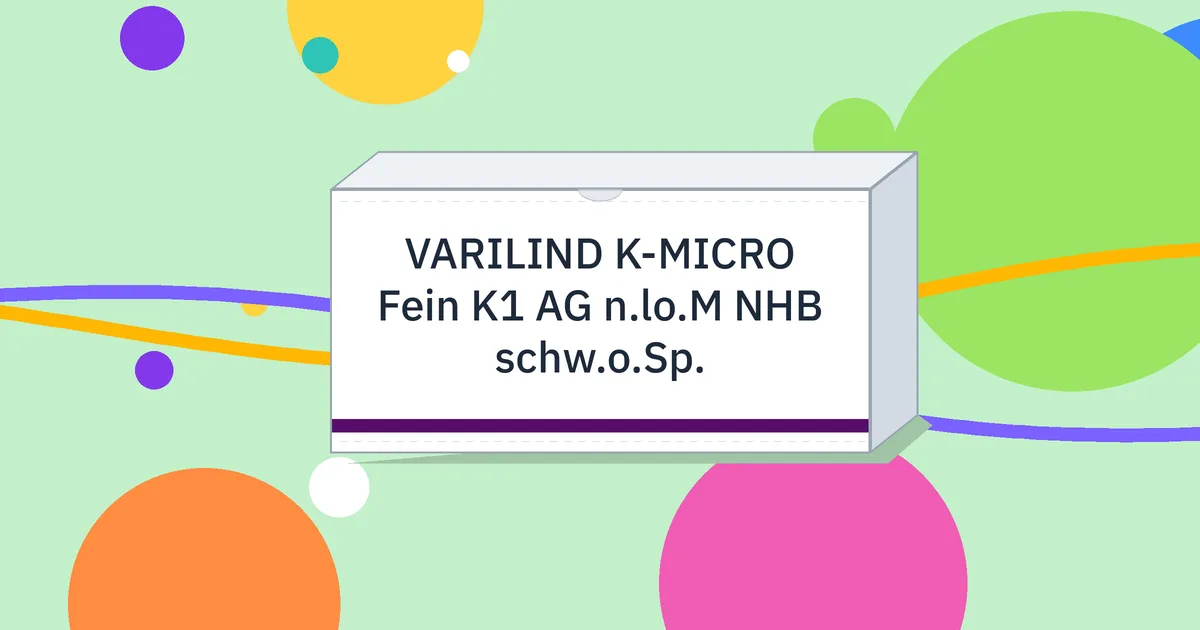 Symbolbild: Packung mit der Aufschrift VARILIND K-MICRO Fein K1 AG n.lo.M NHB schw.o.Sp. (PZN 20555349) – Verfügbarkeit und Bezug in Apotheken in Frankfurt am Main