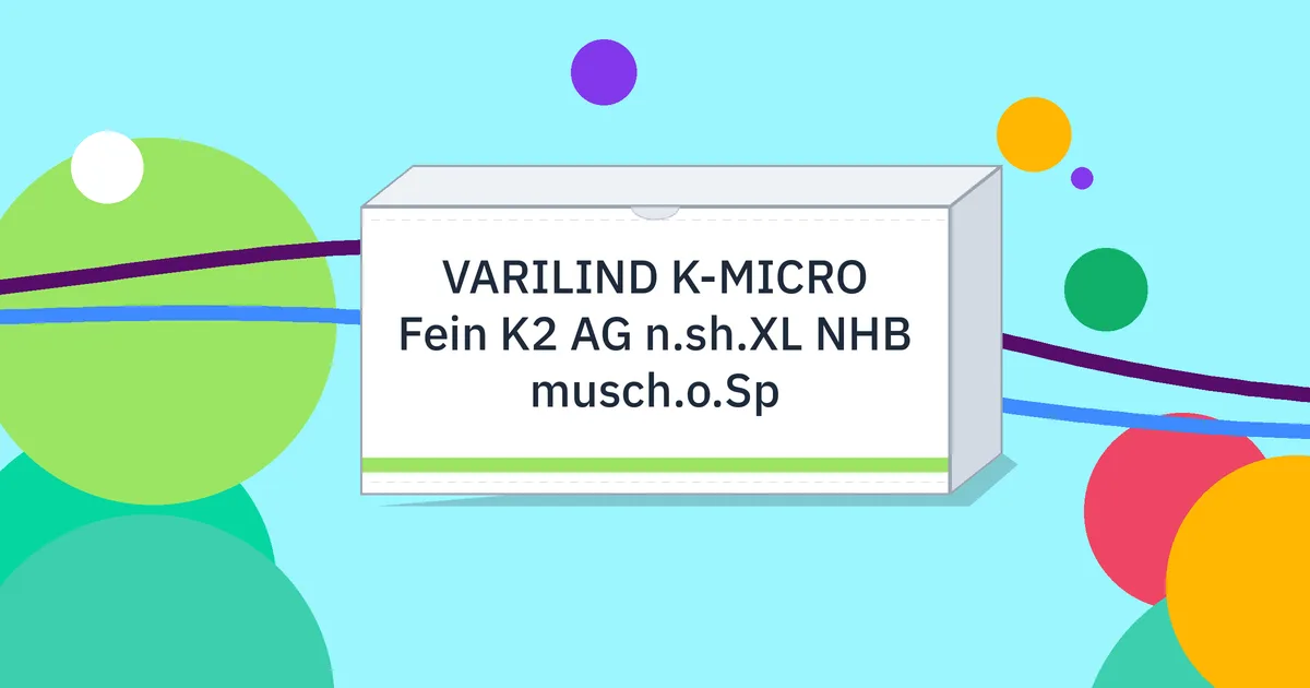 Symbolbild: Packung mit der Aufschrift VARILIND K-MICRO Fein K2 AG n.sh.XL NHB musch.o.Sp (PZN 20557093) – Verfügbarkeit und Bezug in Apotheken in Frankfurt am Main