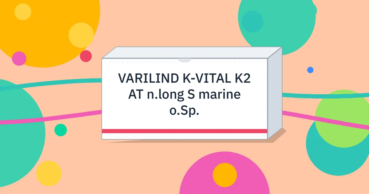 Symbolbild: Packung mit der Aufschrift VARILIND K-VITAL K2 AT n.long S marine o.Sp. (PZN 20561746) – Verfügbarkeit und Bezug in Apotheken in Frankfurt am Main