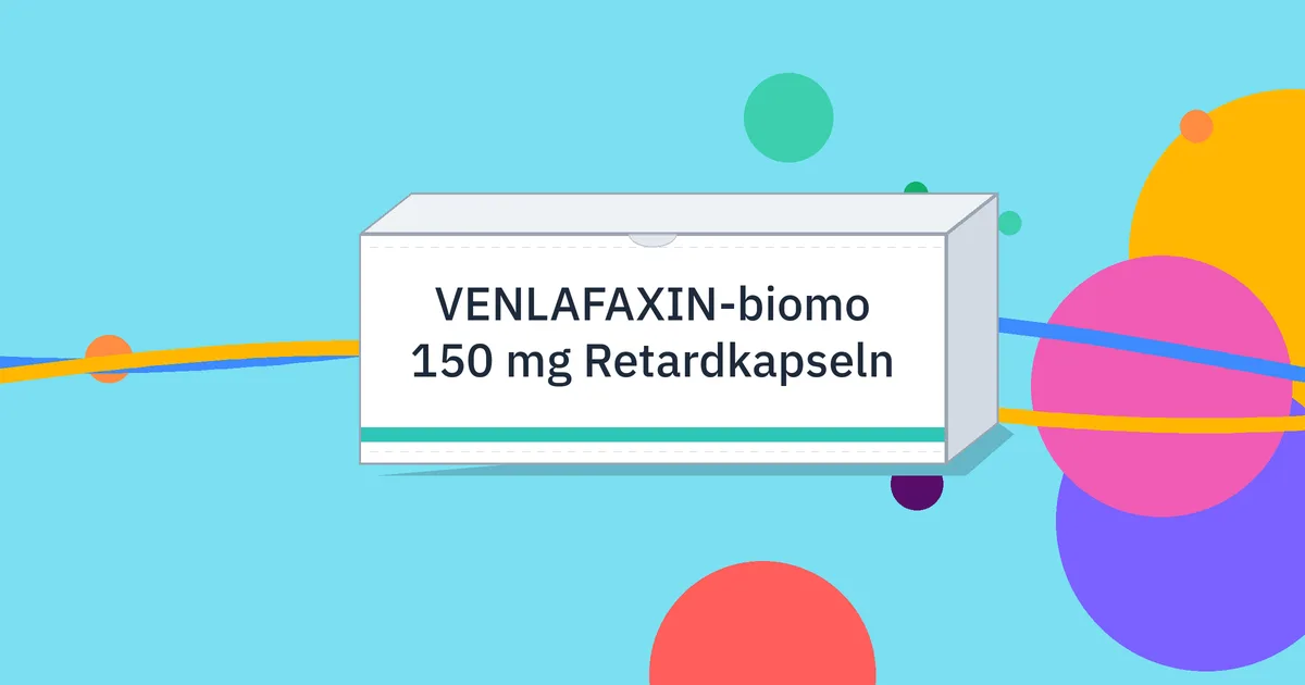 Symbolbild: Packung mit der Aufschrift VENLAFAXIN-biomo 150 mg Retardkapseln (PZN 06060090) – Verfügbarkeit und Bezug in Apotheken in Frankfurt am Main