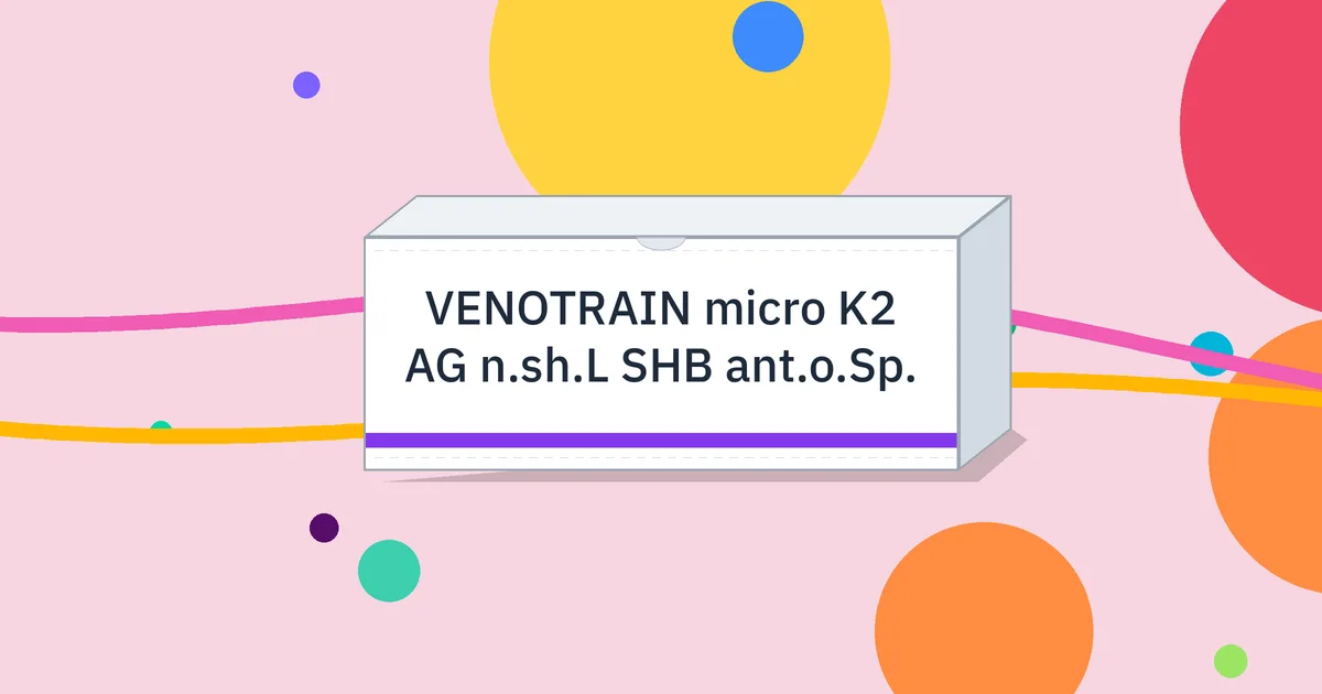 Symbolbild: Packung mit der Aufschrift VENOTRAIN micro K2 AG n.sh.L SHB ant.o.Sp. (PZN 11063417) – Verfügbarkeit und Bezug in Apotheken in Frankfurt am Main