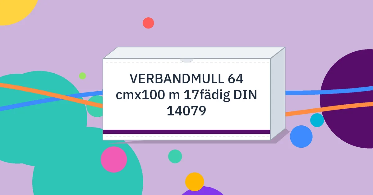 Symbolbild: Packung mit der Aufschrift VERBANDMULL 64 cmx100 m 17fädig DIN 14079 (PZN 10763621) – Verfügbarkeit und Bezug in Apotheken in Frankfurt am Main