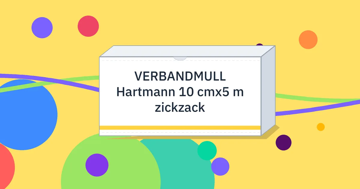 Symbolbild: Packung mit der Aufschrift VERBANDMULL Hartmann 10 cmx5 m zickzack (PZN 01083732) – Verfügbarkeit und Bezug in Apotheken in Frankfurt am Main