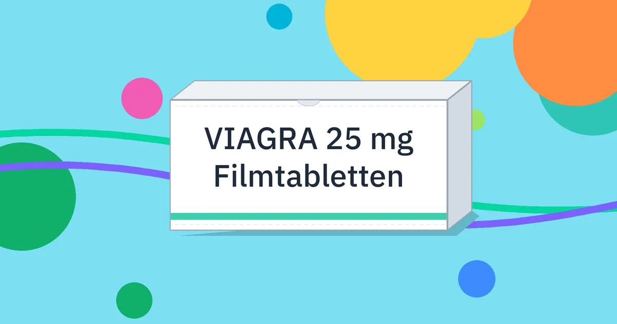Symbolbild: Packung mit der Aufschrift VIAGRA 25 mg Filmtabletten (PZN 00580960) – Verfügbarkeit und Bezug in Apotheken in Frankfurt am Main