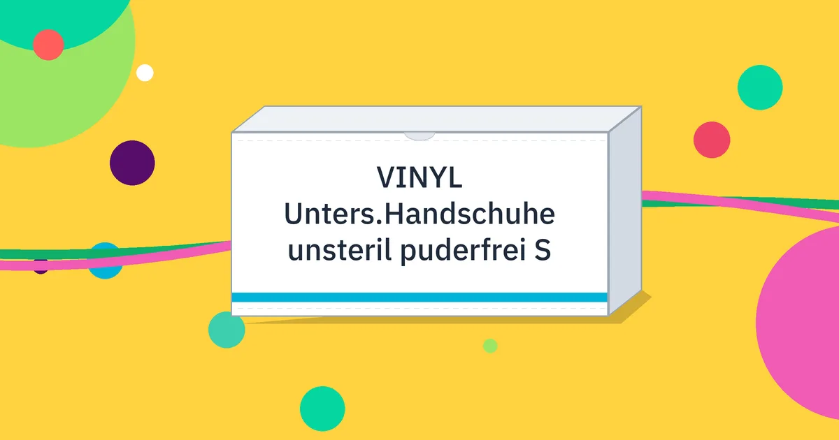 Symbolbild: Packung mit der Aufschrift VINYL Unters.Handschuhe unsteril puderfrei S (PZN 17282221) – Verfügbarkeit und Bezug in Apotheken in Frankfurt am Main