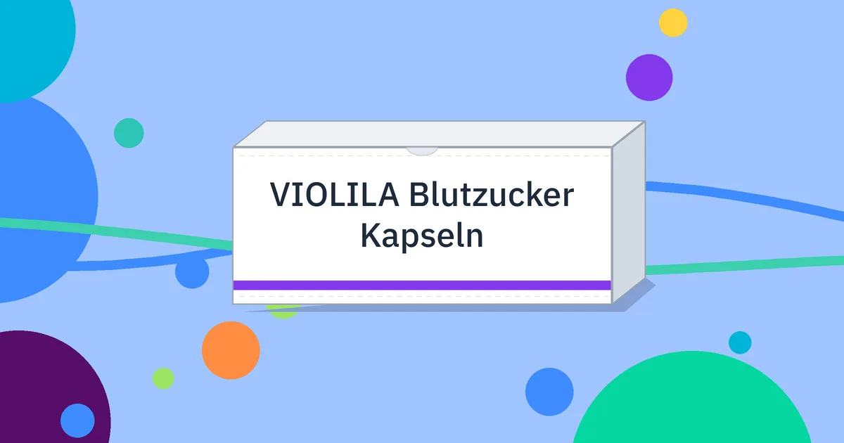 Symbolbild: Packung mit der Aufschrift VIOLILA Blutzucker Kapseln (PZN 20126996) – Verfügbarkeit und Bezug in Apotheken in Frankfurt am Main