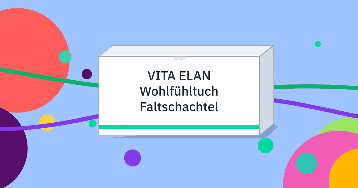 Symbolbild: Packung mit der Aufschrift VITA ELAN Wohlfühltuch Faltschachtel (PZN 03118179) – Verfügbarkeit und Bezug in Apotheken in Frankfurt am Main