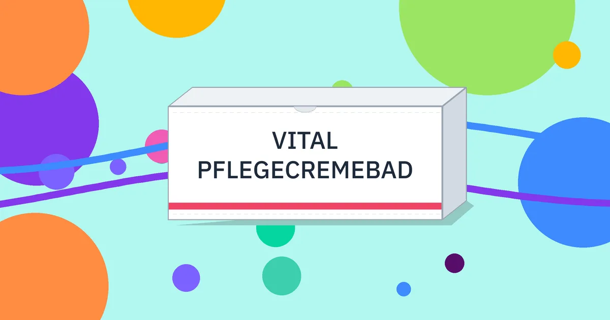 Symbolbild: Packung mit der Aufschrift VITAL PFLEGECREMEBAD (PZN 12896208) – Verfügbarkeit und Bezug in Apotheken in Frankfurt am Main