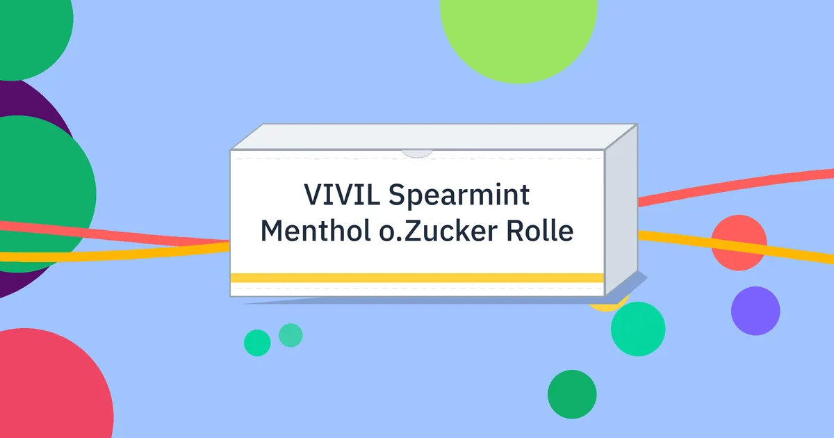 Symbolbild: Packung mit der Aufschrift VIVIL Spearmint Menthol o.Zucker Rolle (PZN 07795155) – Verfügbarkeit und Bezug in Apotheken in Frankfurt am Main