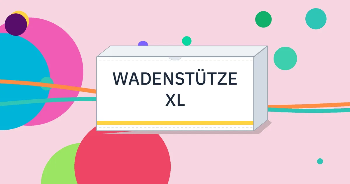 Symbolbild: Packung mit der Aufschrift WADENSTÜTZE XL (PZN 19071801) – Verfügbarkeit und Bezug in Apotheken in Frankfurt am Main