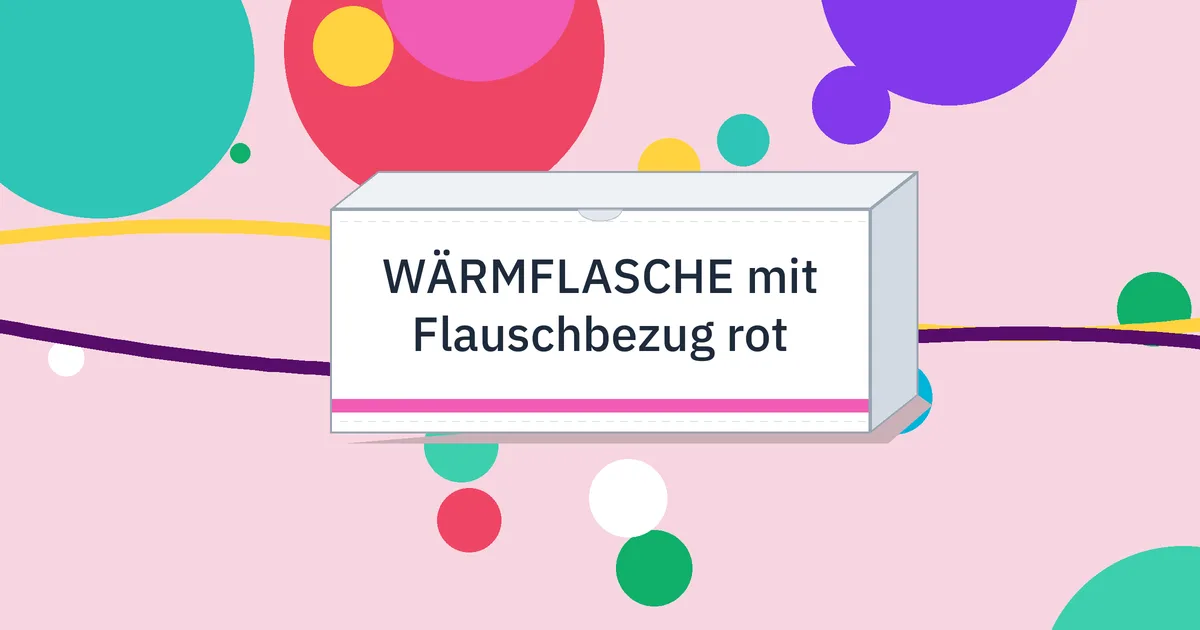 Symbolbild: Packung mit der Aufschrift WÄRMFLASCHE mit Flauschbezug rot (PZN 10077104) – Verfügbarkeit und Bezug in Apotheken in Frankfurt am Main