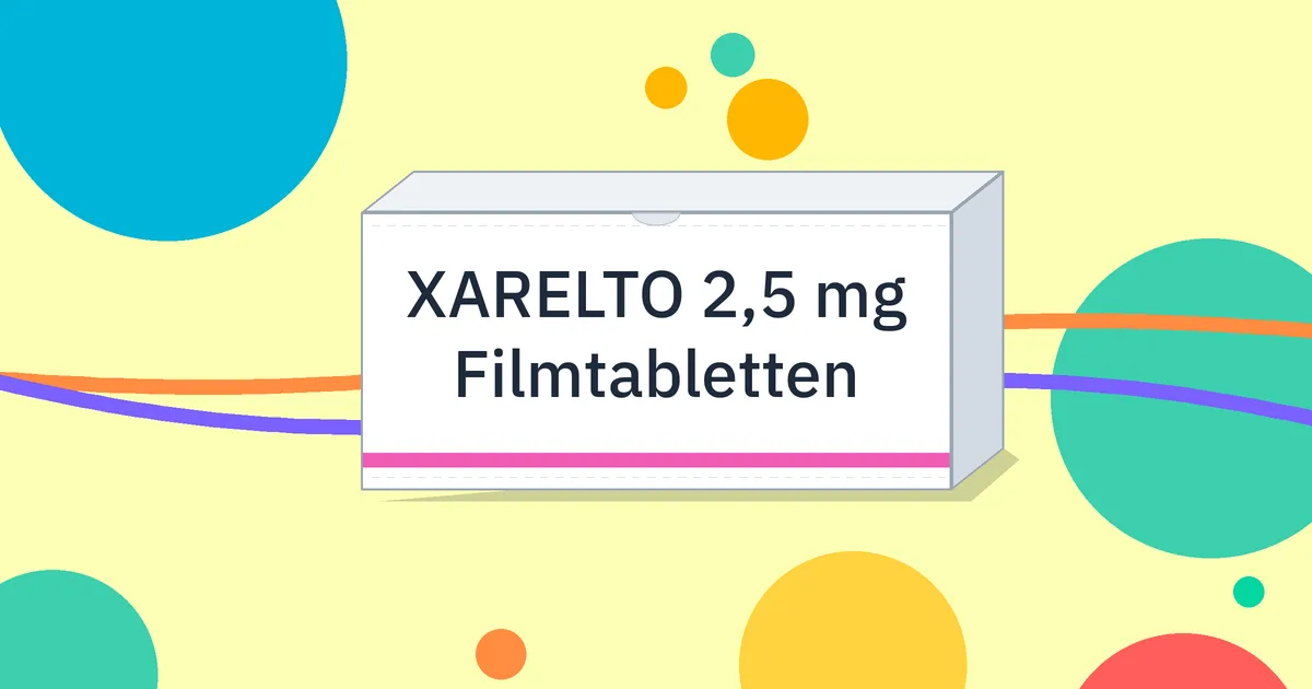 Symbolbild: Packung mit der Aufschrift XARELTO 2,5 mg Filmtabletten (PZN 14852474) – Verfügbarkeit und Bezug in Apotheken in Frankfurt am Main