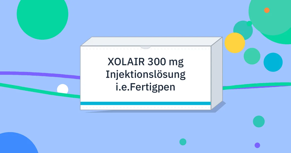 Symbolbild: Packung mit der Aufschrift XOLAIR 300 mg Injektionslösung i.e.Fertigpen (PZN 19554333) – Verfügbarkeit und Bezug in Apotheken in Frankfurt am Main