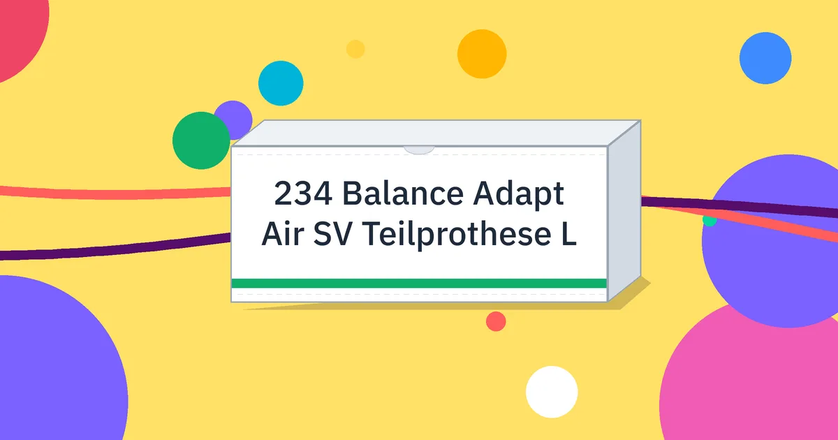 Symbolbild: Packung mit der Aufschrift 234 Balance Adapt Air SV Teilprothese L (PZN 18711842) – Verfügbarkeit und Bezug in Apotheken in Frankfurt am Main