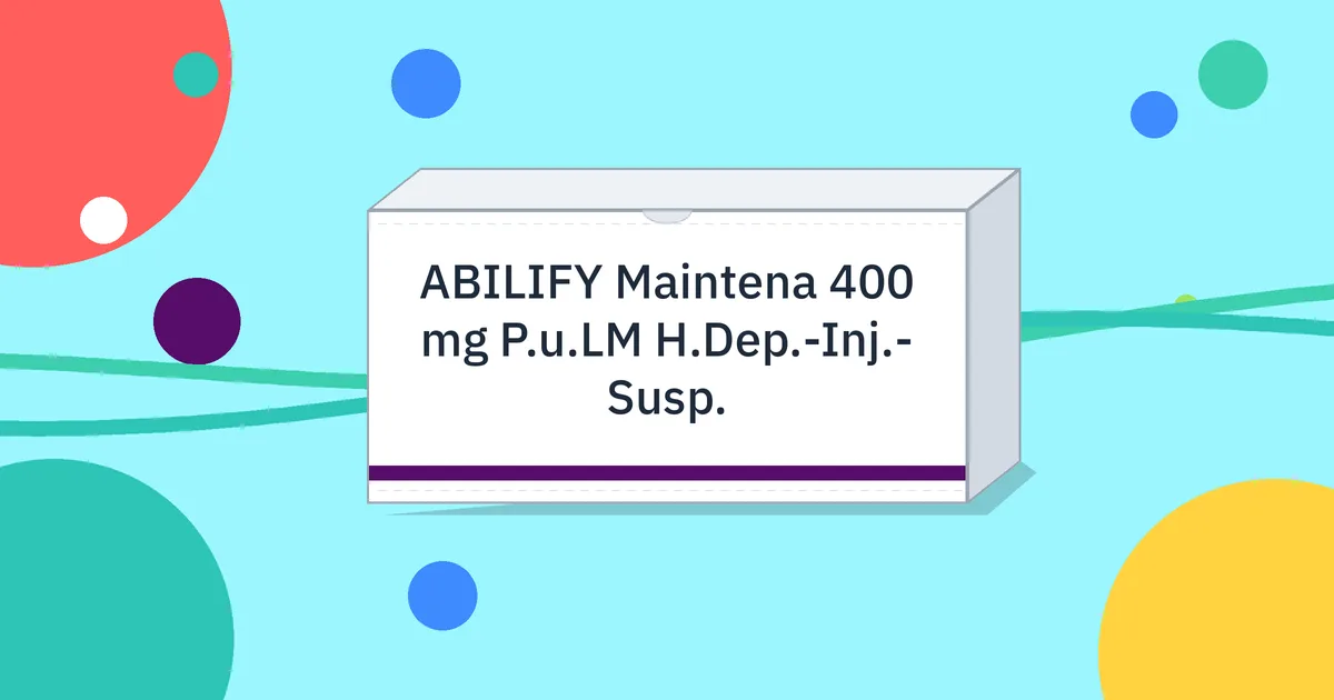 Symbolbild: Packung mit der Aufschrift ABILIFY Maintena 400 mg P.u.LM H.Dep.-Inj.-Susp. (PZN 11532214) – Verfügbarkeit und Bezug in Apotheken in Frankfurt am Main