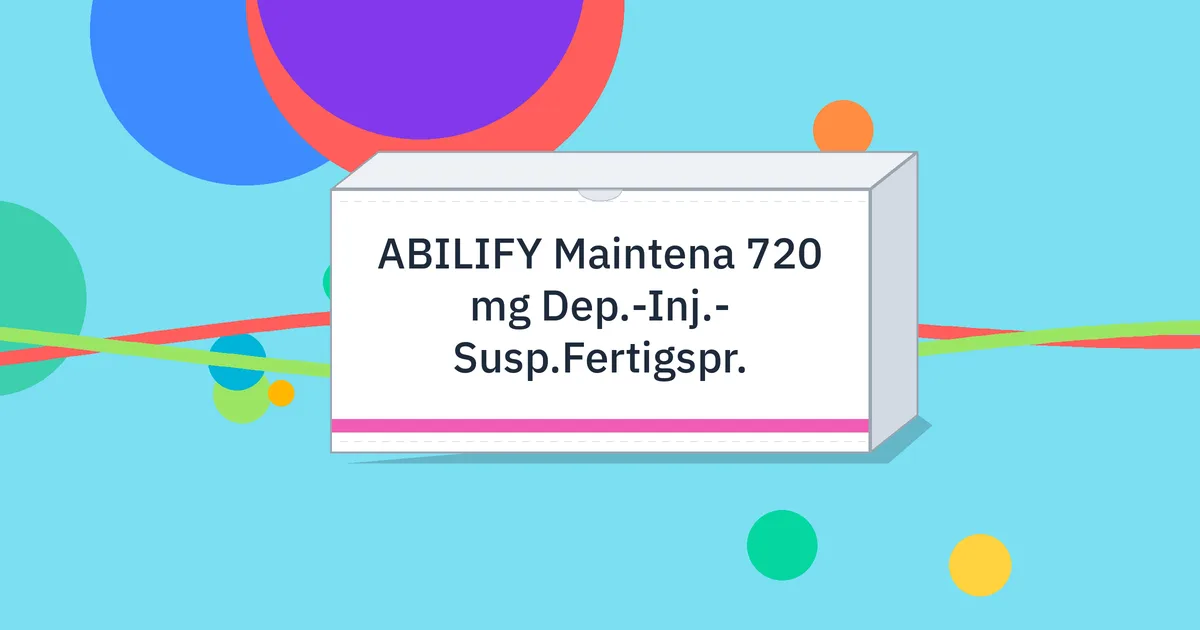 Symbolbild: Packung mit der Aufschrift ABILIFY Maintena 720 mg Dep.-Inj.-Susp.Fertigspr. (PZN 19188466) – Verfügbarkeit und Bezug in Apotheken in Frankfurt am Main
