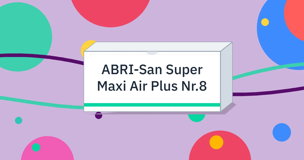 Symbolbild: Packung mit der Aufschrift ABRI-San Super Maxi Air Plus Nr.8 (PZN 03932017) – Verfügbarkeit und Bezug in Apotheken in Frankfurt am Main