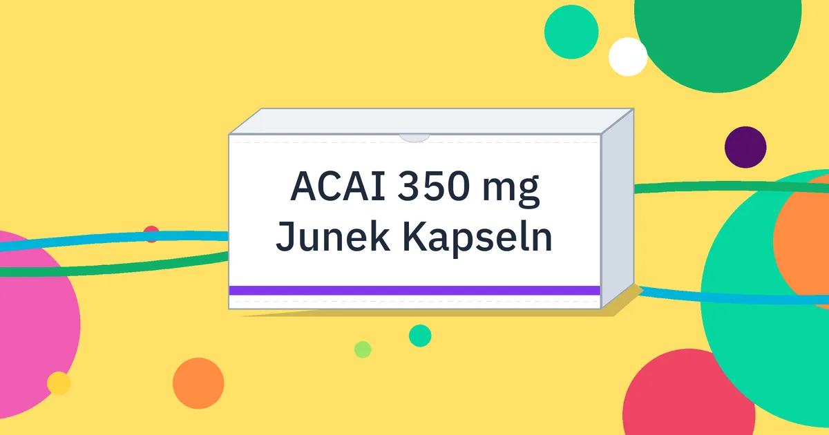 Symbolbild: Packung mit der Aufschrift ACAI 350 mg Junek Kapseln (PZN 10337597) – Verfügbarkeit und Bezug in Apotheken in Frankfurt am Main