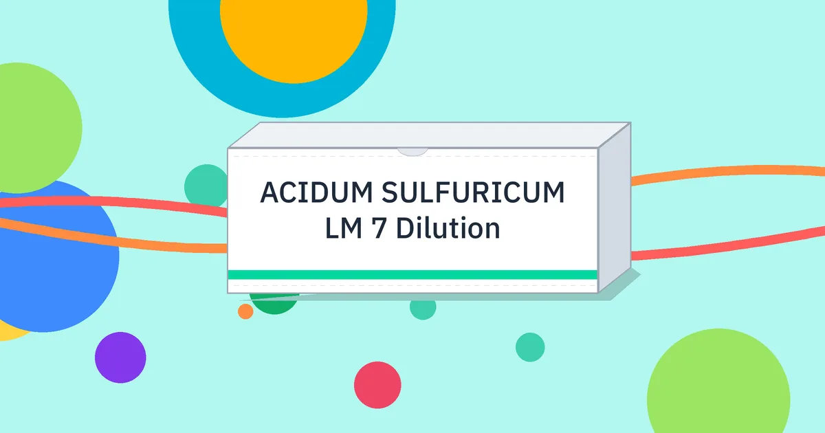 Symbolbild: Packung mit der Aufschrift ACIDUM SULFURICUM LM 7 Dilution (PZN 12753957) – Verfügbarkeit und Bezug in Apotheken in Frankfurt am Main