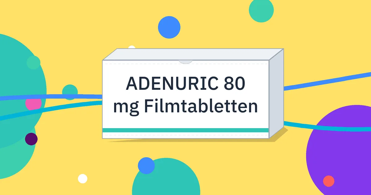 Symbolbild: Packung mit der Aufschrift ADENURIC 80 mg Filmtabletten (PZN 11853444) – Verfügbarkeit und Bezug in Apotheken in Frankfurt am Main