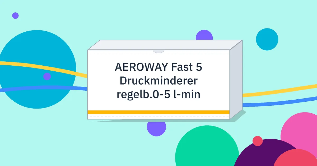 Symbolbild: Packung mit der Aufschrift AEROWAY Fast 5 Druckminderer regelb.0-5 l-min (PZN 01075810) – Verfügbarkeit und Bezug in Apotheken in Frankfurt am Main
