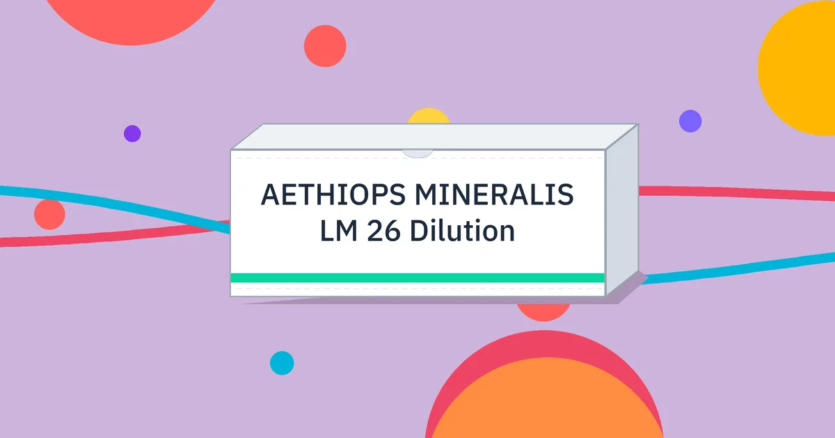 Symbolbild: Packung mit der Aufschrift AETHIOPS MINERALIS LM 26 Dilution (PZN 13302317) – Verfügbarkeit und Bezug in Apotheken in Frankfurt am Main