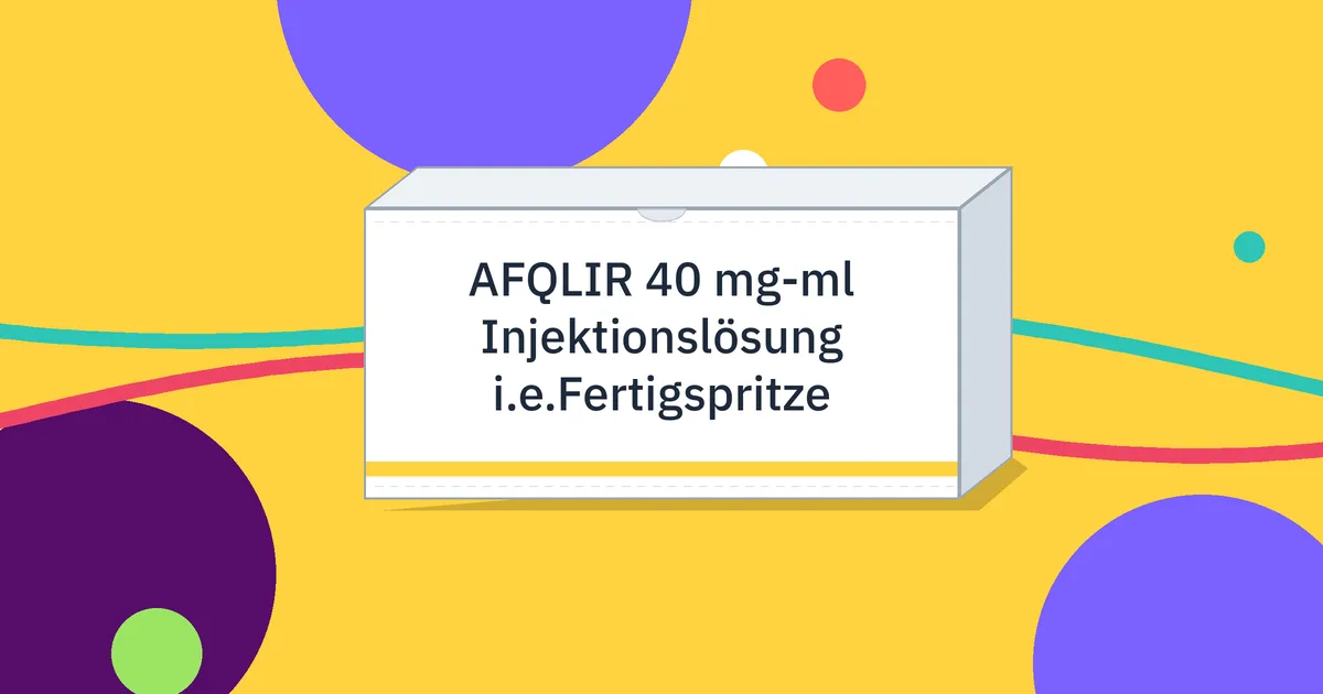 Symbolbild: Packung mit der Aufschrift AFQLIR 40 mg-ml Injektionslösung i.e.Fertigspritze (PZN 19342192) – Verfügbarkeit und Bezug in Apotheken in Frankfurt am Main